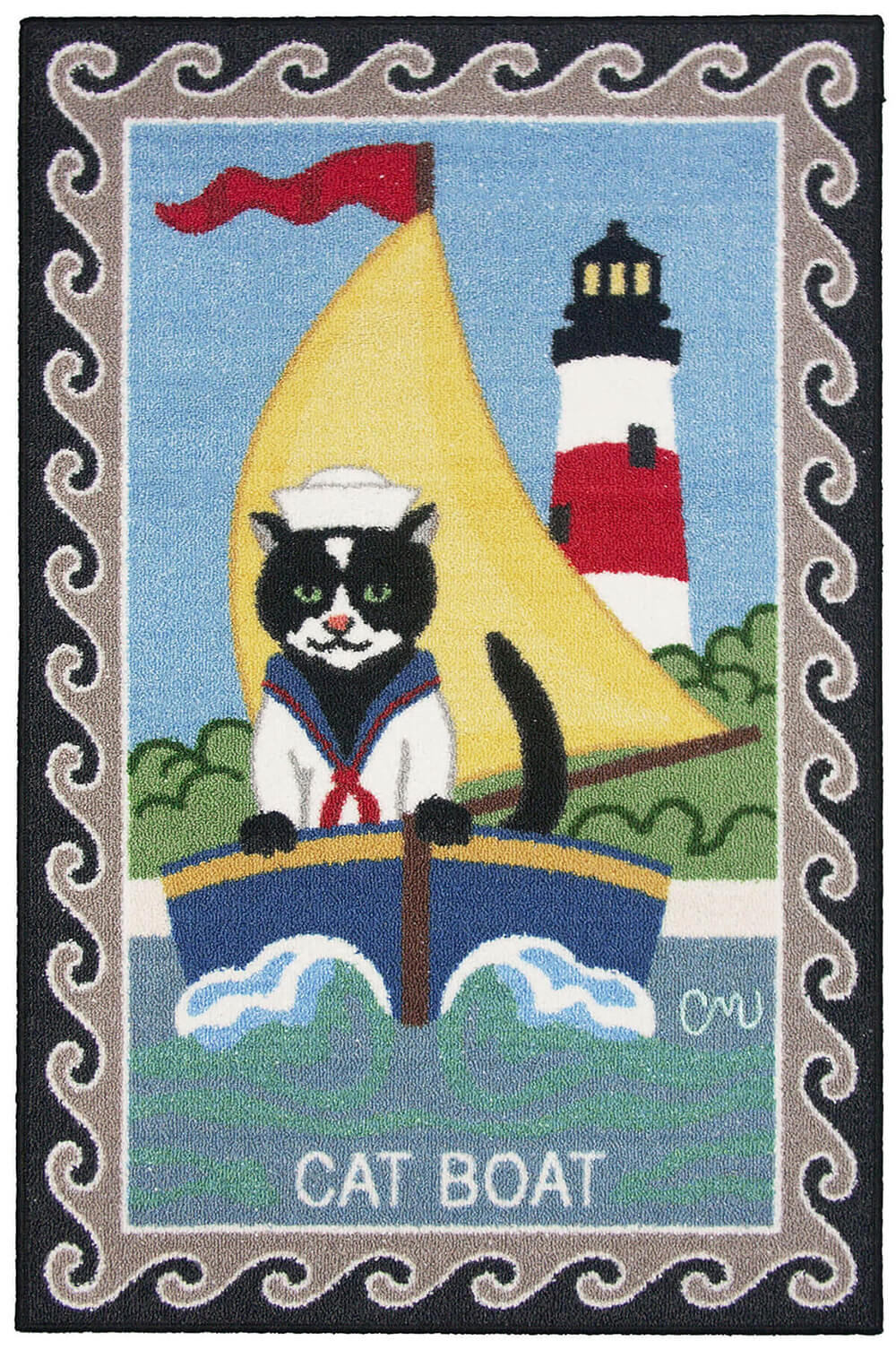 Claire Murray Nantucket Cat Boat Runner Washable Rug - Coastal Decor
